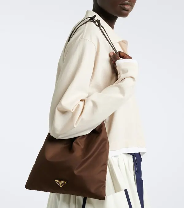 Prada Wish Leather-trimmed Re-nylon Pouch