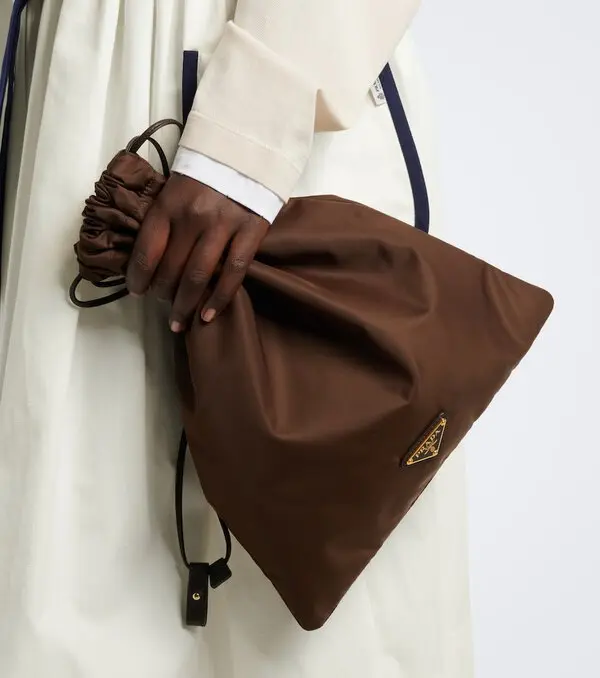 Prada Wish Leather-trimmed Re-nylon Pouch