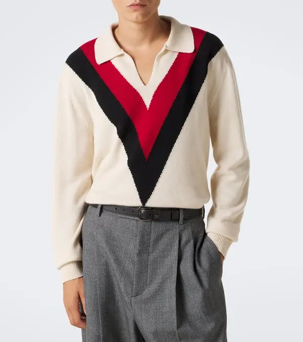 Valentino Garavani Jacquard Cashmere Polo Sweater