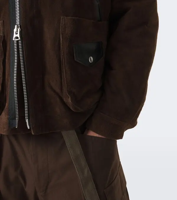 Sacai Leather-trimmed Suede Blouson Jacket