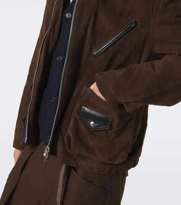 Sacai Leather-trimmed Suede Blouson Jacket