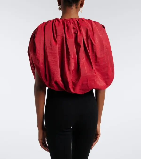 Magda Butrym Silk-blend Taffeta Cropped Top - Red