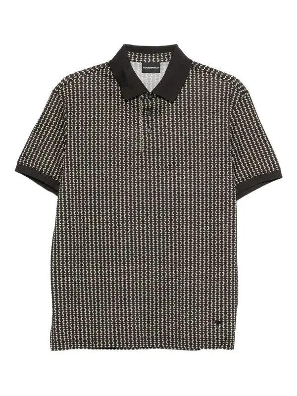 Emporio Armani Cotton Blend Polo Shirt - Black