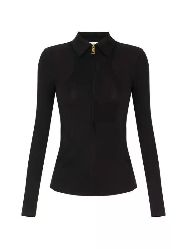 Elisabetta Franchi Lightweight Jersey Top With Zip - Black