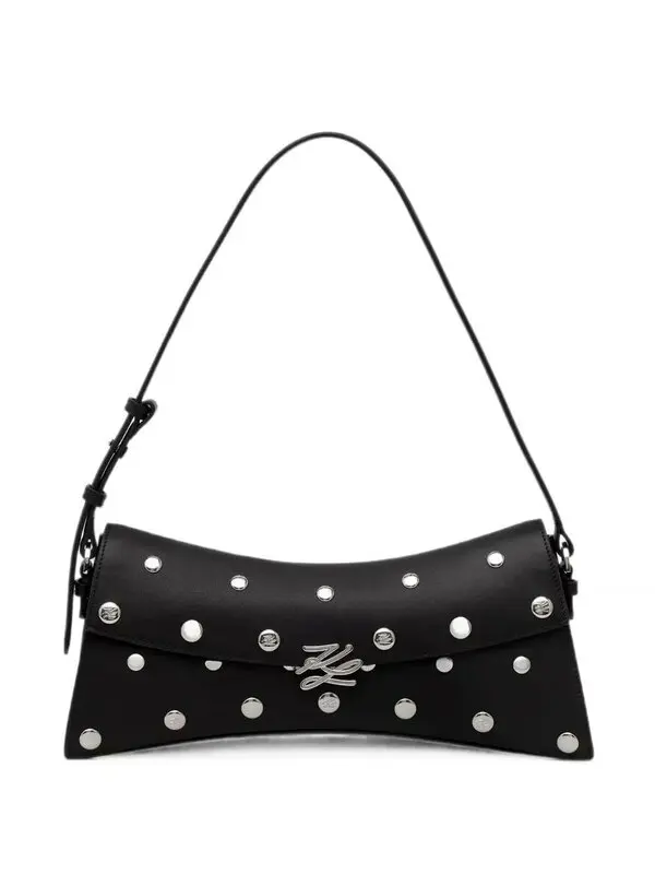 Karl Lagerfeld Stud-embellished Logo-plaque Shoulder Bag - Black