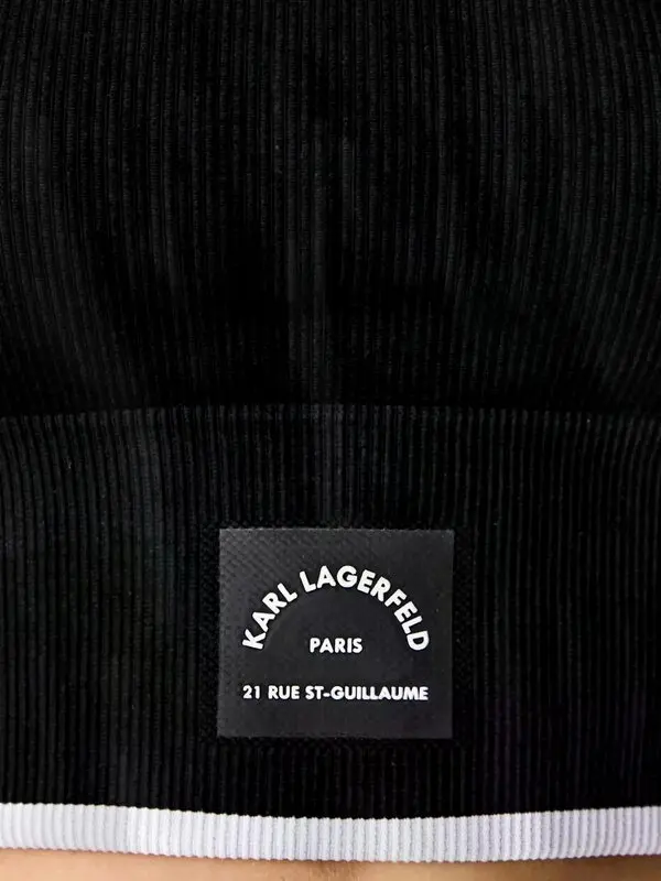 Karl Lagerfeld Logo-patch Ribbed-knit Top