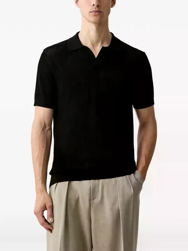 Karl Lagerfeld Mesh-knit Polo Shirt - Black