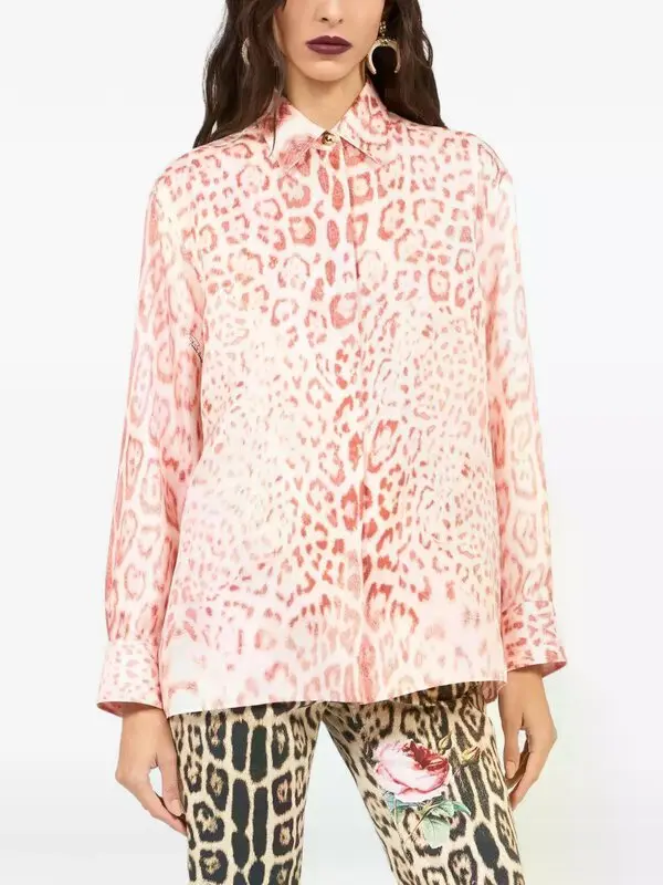 Roberto Cavalli Leopard-print Silk Shirt