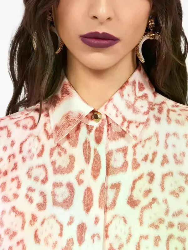 Roberto Cavalli Leopard-print Silk Shirt