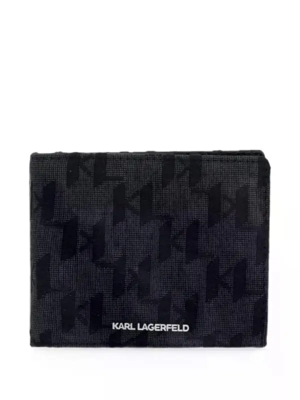 Karl Lagerfeld Monogram-print Bi-fold Wallet - Black