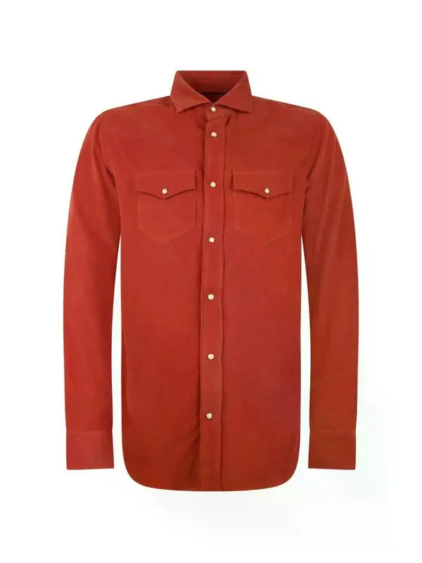 MOORER Button-front Shirt - Orange