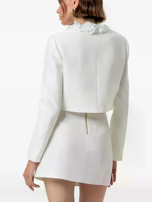 FRACOMINA Floral-applique Cropped Tweed Jacket