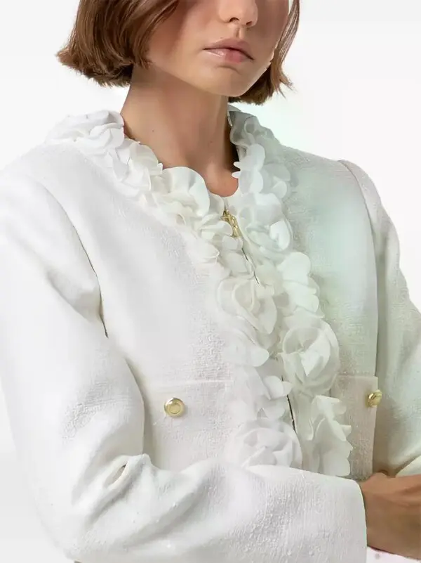 FRACOMINA Floral-applique Cropped Tweed Jacket