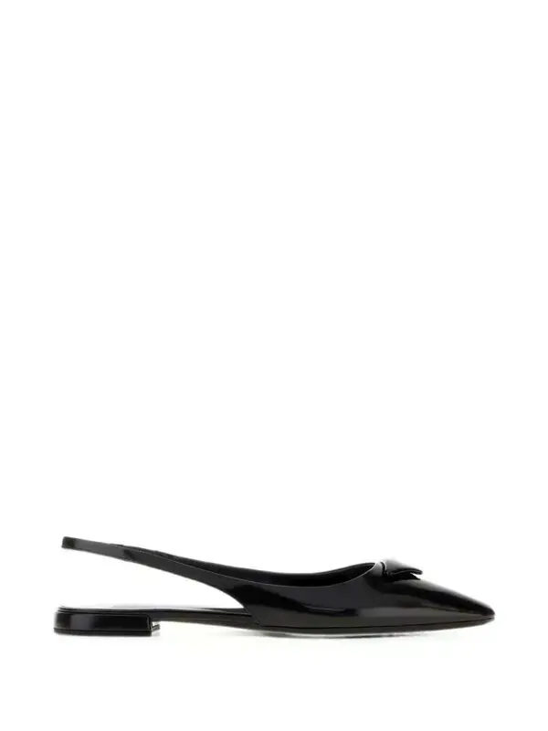 Prada Logo-plaque Slingback Flat Pumps - Black