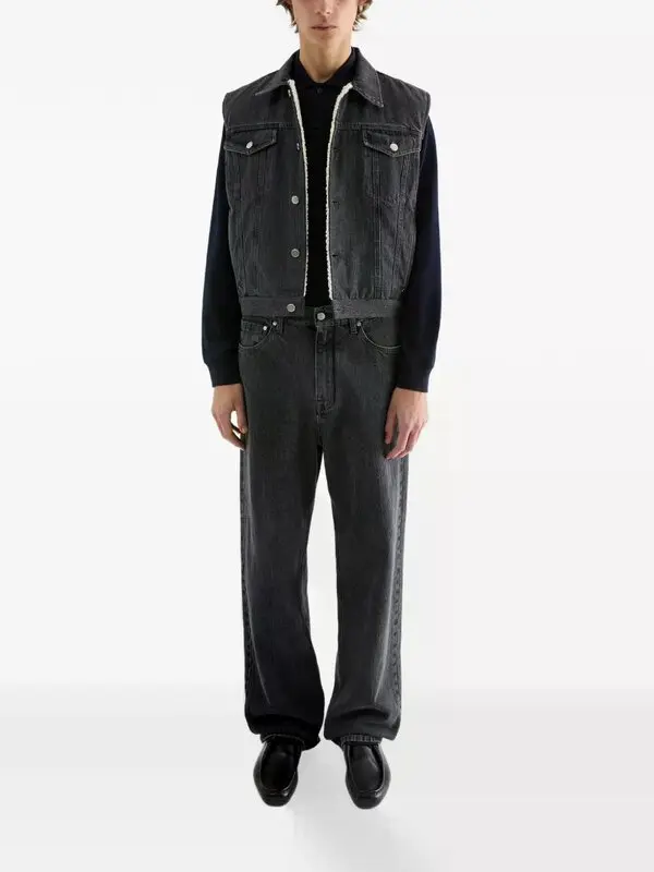 JIL SANDER Fleece-lined Denim Gilet - Grey