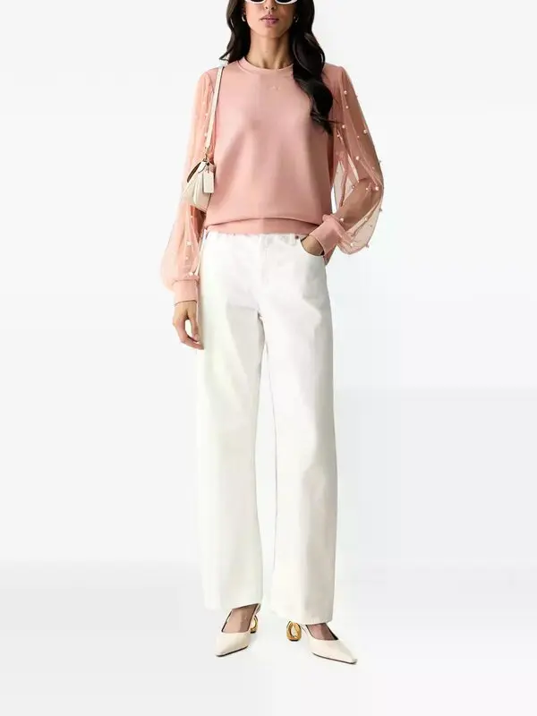Karl Lagerfeld Embellished Tulle Sleeve Sweatshirt
