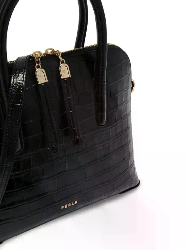 Furla S Atmosfera Dome Croc-effect Leather Tote Bag