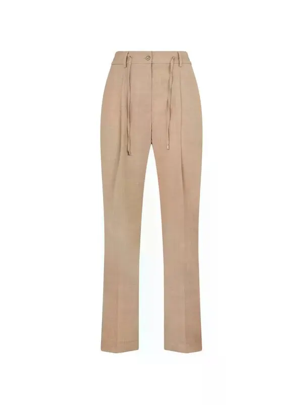 MOORER Antonia High-waisted Drawstring Trousers - Neutrals