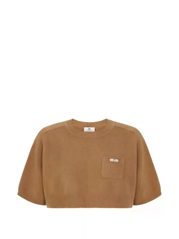 Elisabetta Franchi Wool And Cashmere Cropped Top - Neutrals