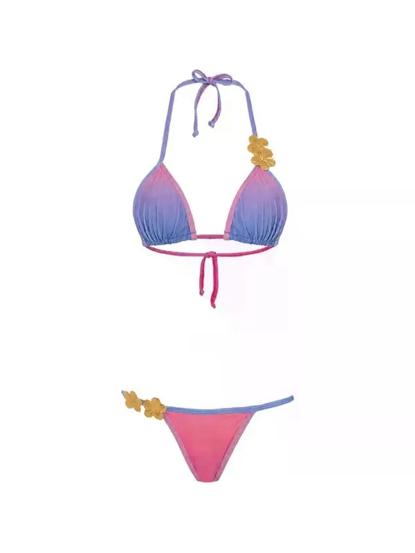 AMIR SLAMA X Tati Barbieri Floral-embellished Gradient Bikini - Pink