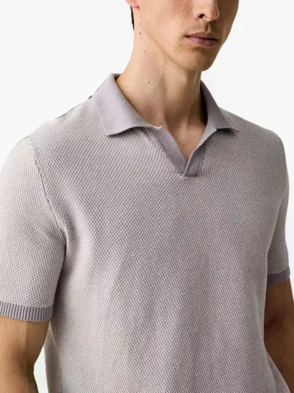 BENETTON Textured-knit Short-sleeved Polo-collar T-shirt