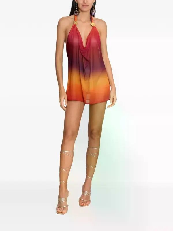 AMIR SLAMA X Tati Barbieri Ombré-mesh Halterneck Beach Cover-up - Pink
