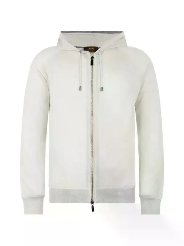 MOORER Zip-up Drawstring Hoodie - Grey