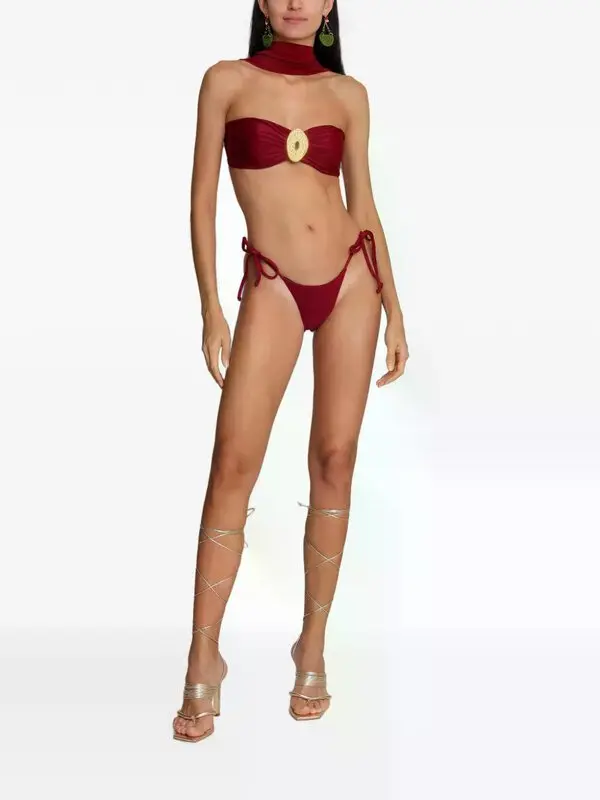 AMIR SLAMA X Tati Barbieri Hammered-effect Halterneck Bikini