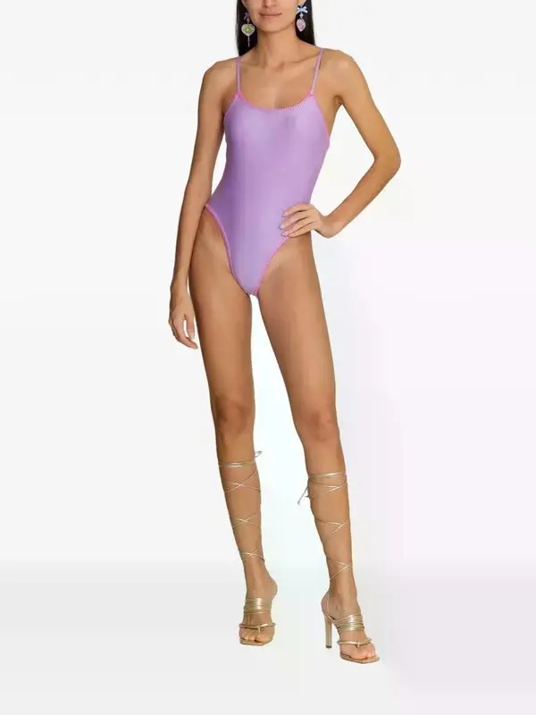 AMIR SLAMA X Tati Barbieri Blanket-stitched Star-cutout Swimsuit