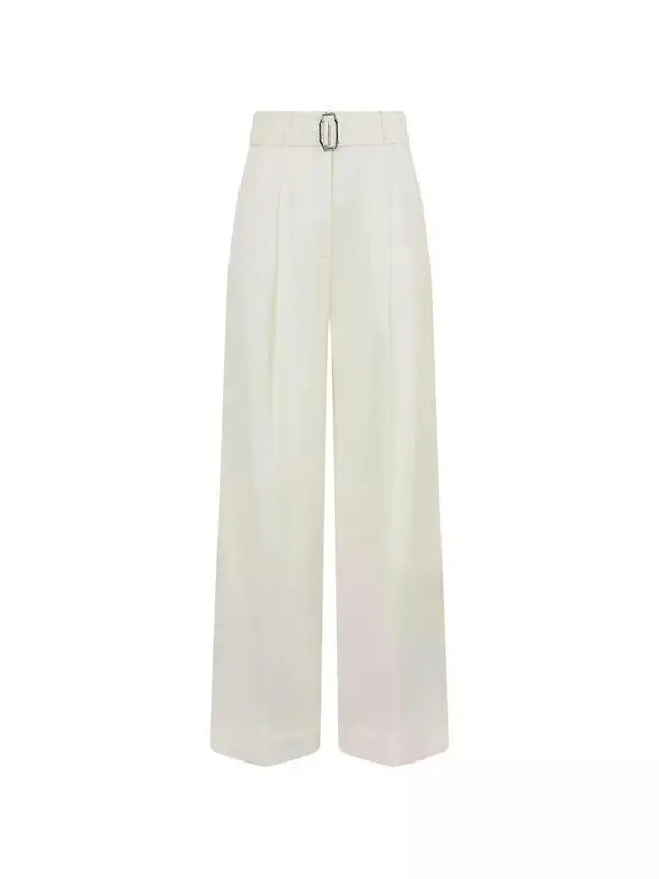 MOORER High-waisted Wide-leg Trousers - White