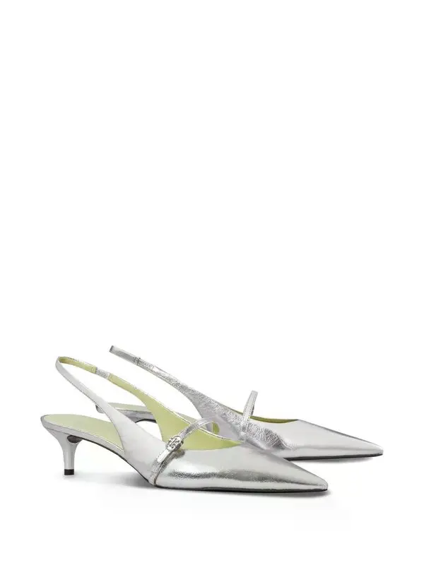 Tory Burch Double T Metallic Pointed-toe Pumps