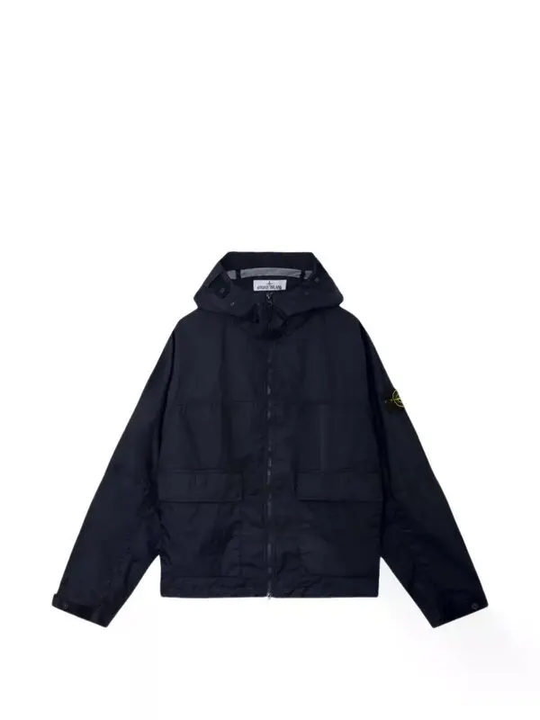 Stone Island Hooded Logo-patch Jacket - Blue