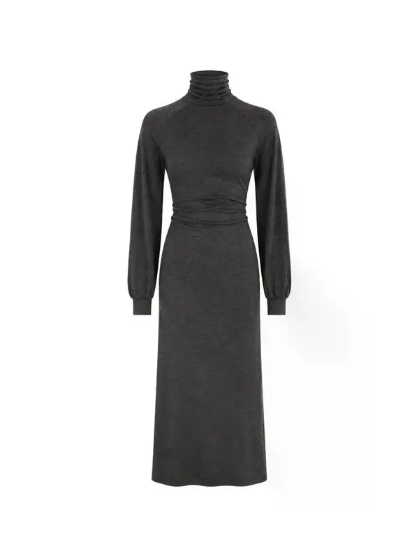 PETAR PETROV Twist-detail High-neck Long-sleeve Midi Dress - Grey