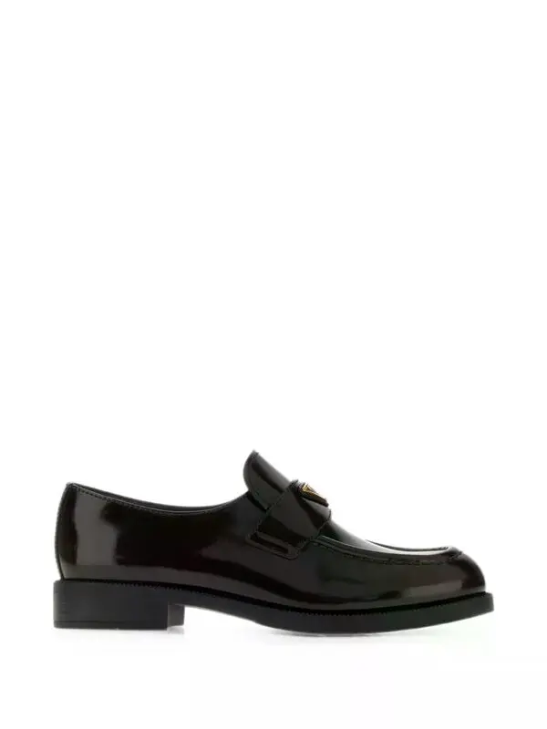 Prada Logo-plaque Leather Loafers - Black