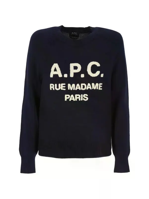 A.p.c. Logo-embroidered Raglan-sleeve Sweater - Blue