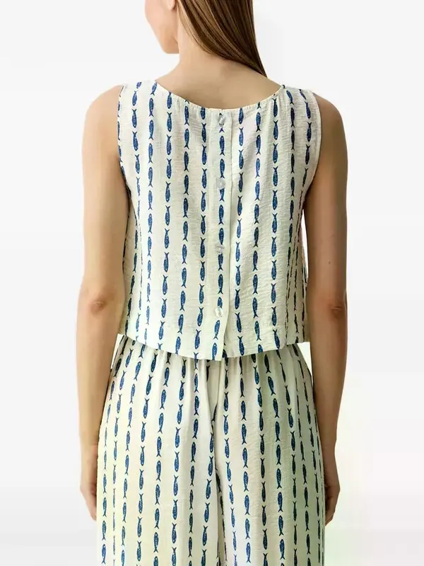 BENETTON Fish-striped Palazzo Pants - White
