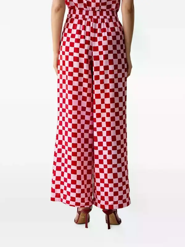 BENETTON Checkerboard-print Palazzo Pants - Red