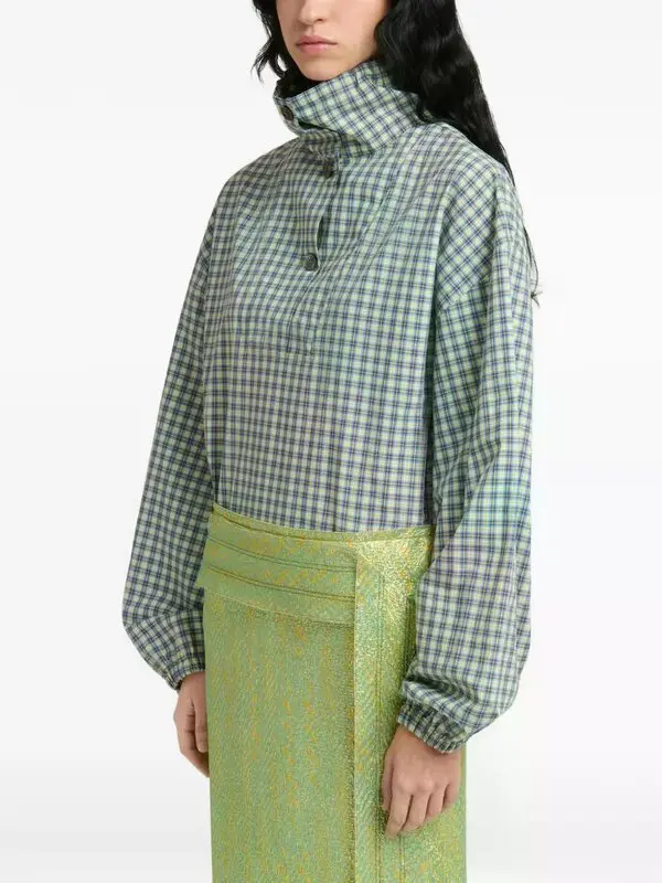 Marni Checked High Neck Drawstring Shirt