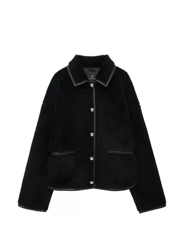 ANINE BING Camden Jacket With Leather Trim - Black