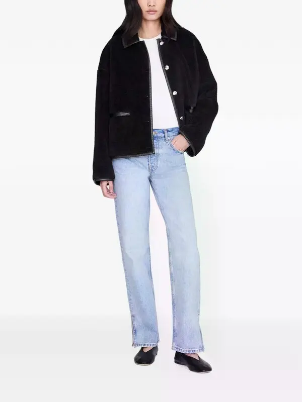 ANINE BING Camden Jacket With Leather Trim - Black