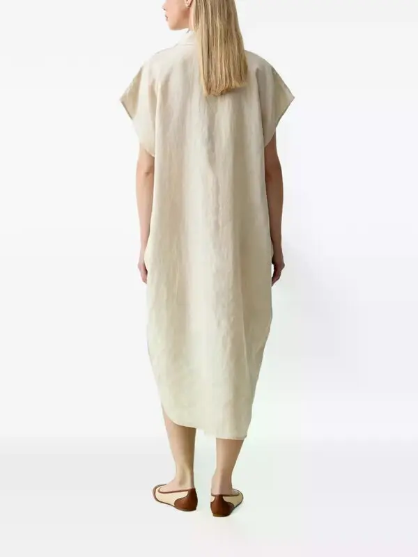 BENETTON Short-sleeved Midi Shirt Dress - Neutrals