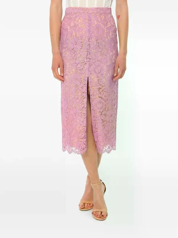 SUPER BLOND Lace Front-slit High-waisted Skirt