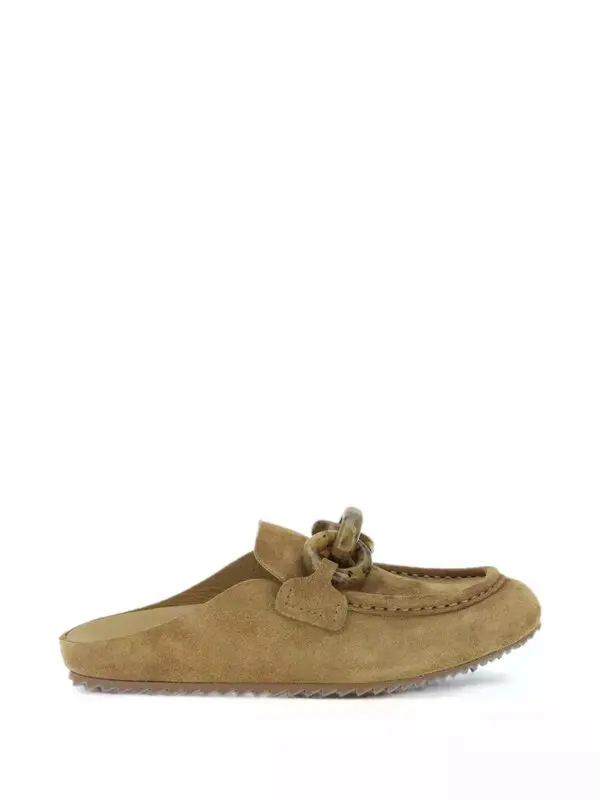 PEDRO GARCIA Bilma Chain-link Suede Mules - Brown