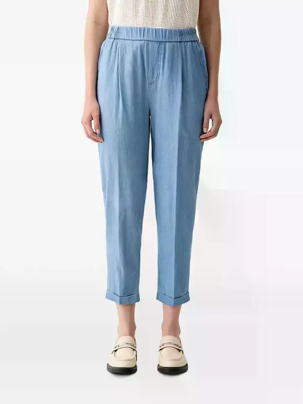 BENETTON Elasticated-waist Tapered Trousers - Blue