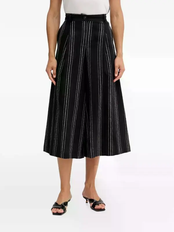 BENETTON Vertical-stripe Cropped Palazzo Pants - Black