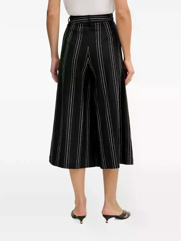 BENETTON Vertical-stripe Cropped Palazzo Pants - Black