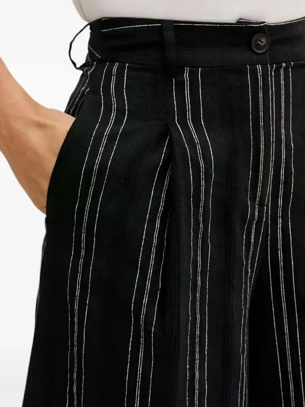 BENETTON Vertical-stripe Cropped Palazzo Pants - Black