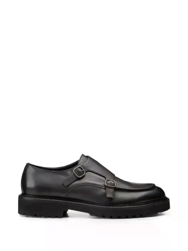 DOUCAL'S Double-buckle Leather Loafers - Black