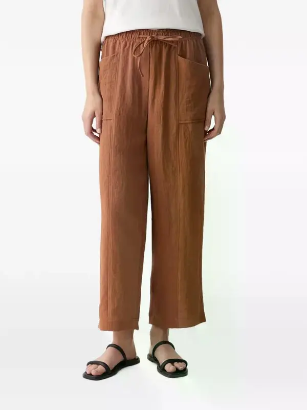 BENETTON Drawstring-waist Straight-leg Cropped Trousers - Brown