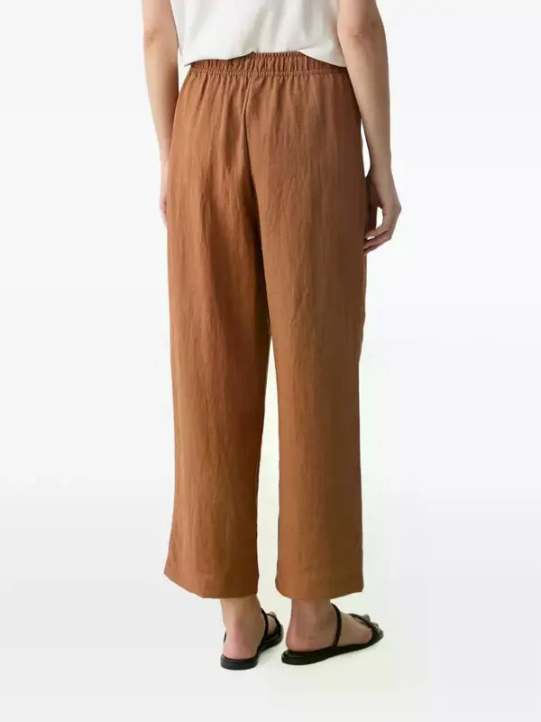 BENETTON Drawstring Waist Straight-leg Cropped Trousers - Brown